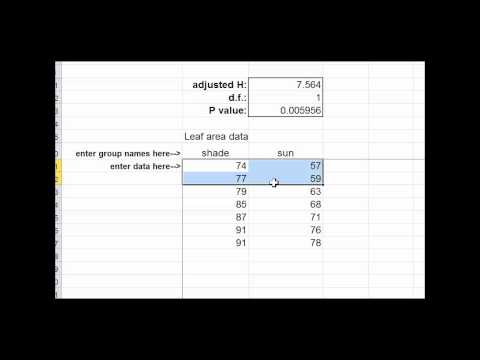 Kruskal Wallis Test Excel Spreadsheet