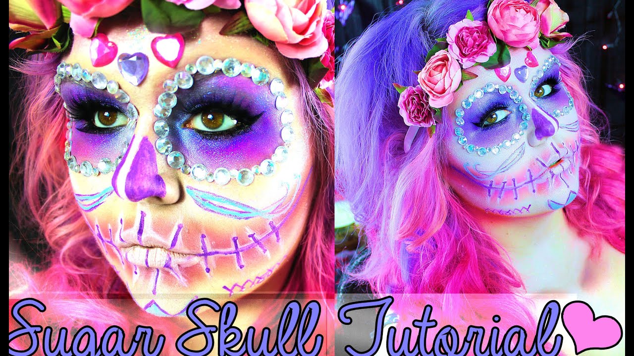 Glittery Sugar Skull Halloween Makeup Tutorial