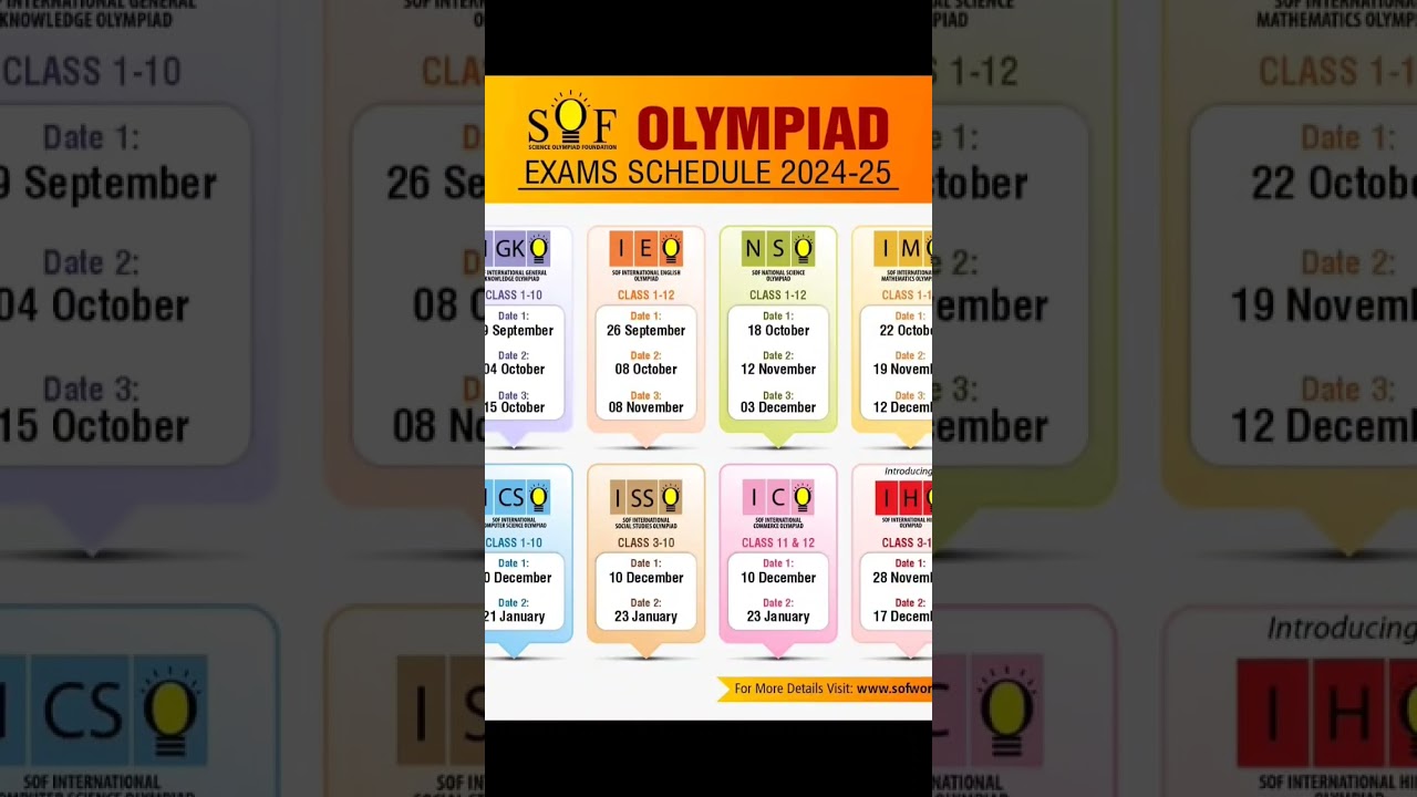 Sof Olympiad Timetable 2024-25 #olympiad  #science #maths #english