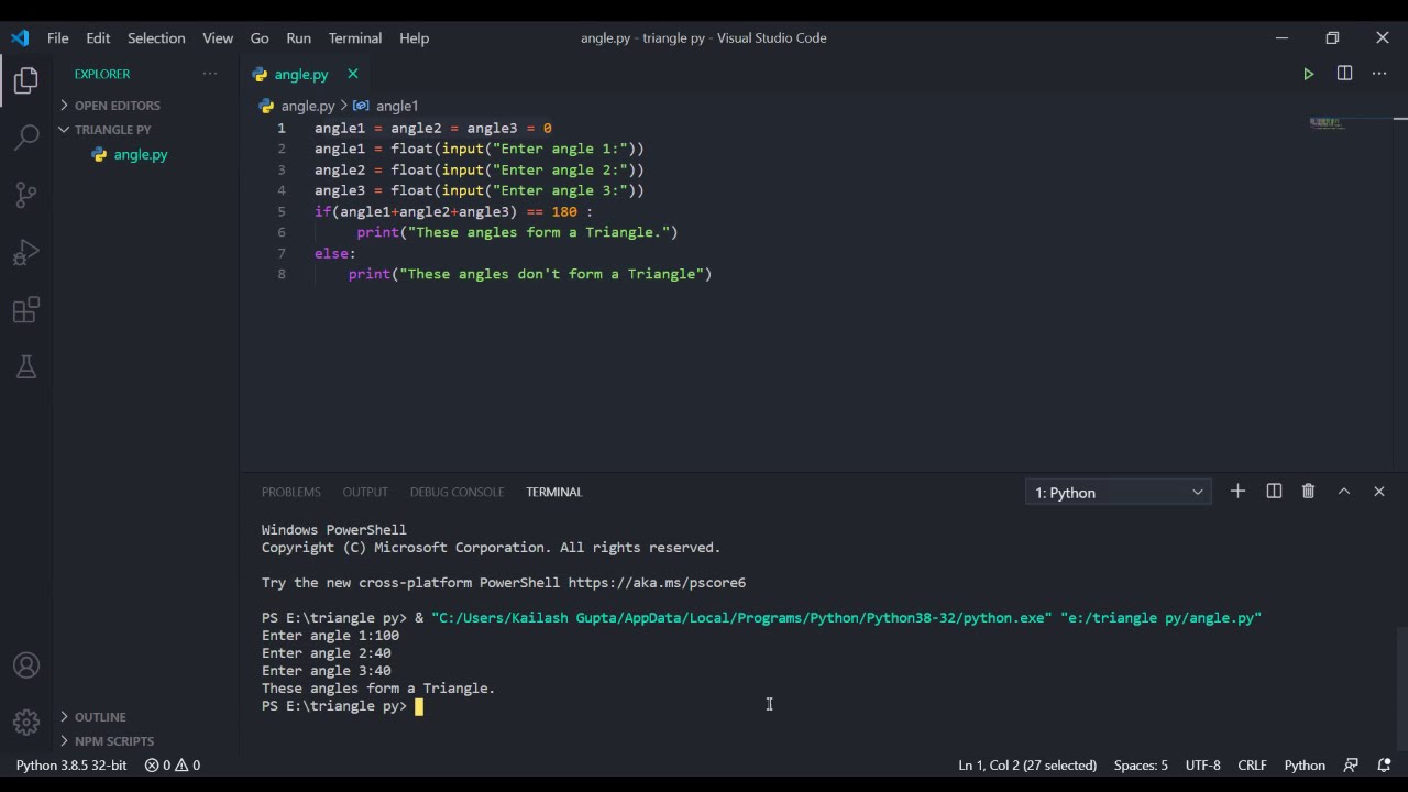 Python Triangle Checker | Python Programming |