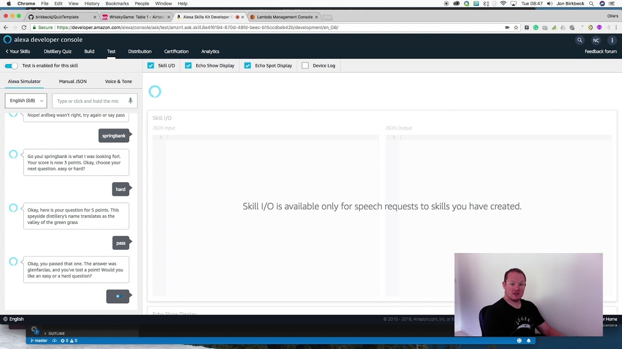 Alexa Skill: Create a quiz game from my template