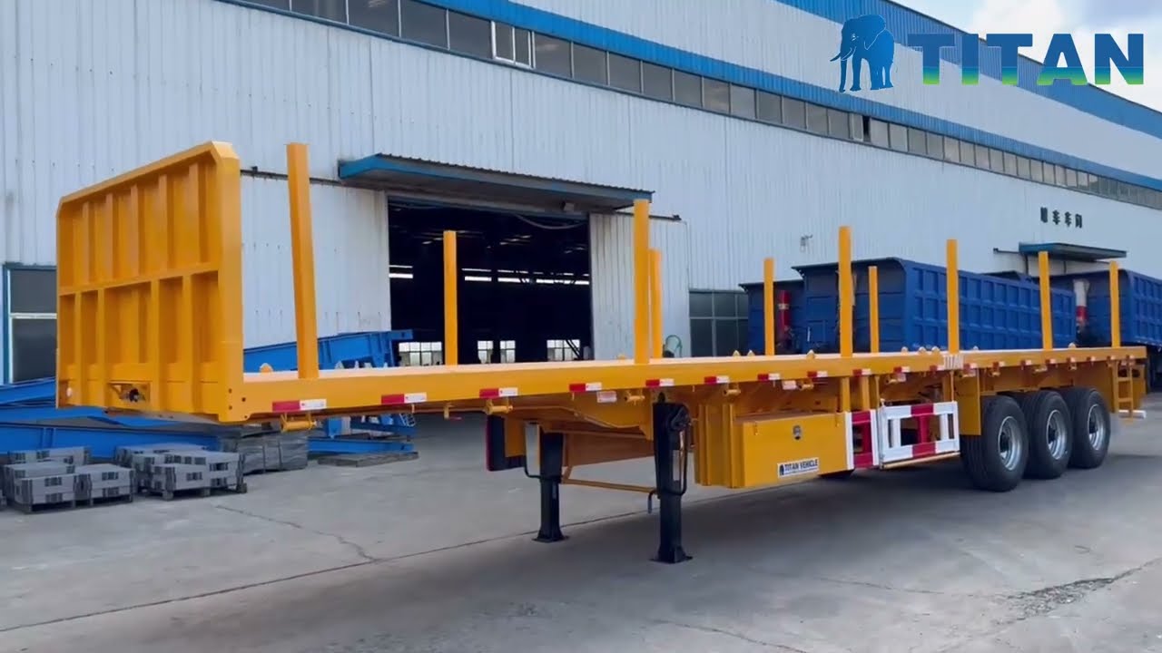 Video of Tri Axle Flatbed Trailer with Pillars