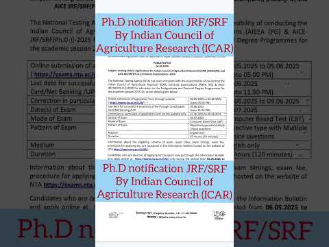 NTA ICAR Ph.D. JRF/SRF 2025 Notification Out | Fellowship Details, Eligibility & Apply Now! #JRF/SRF