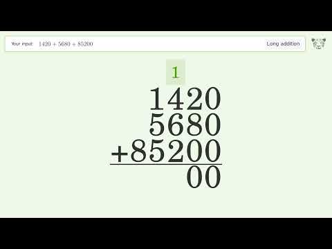 Long Addition Problem 1420+5680+85200: Step-by-Step Video Solution | Tiger Algebra