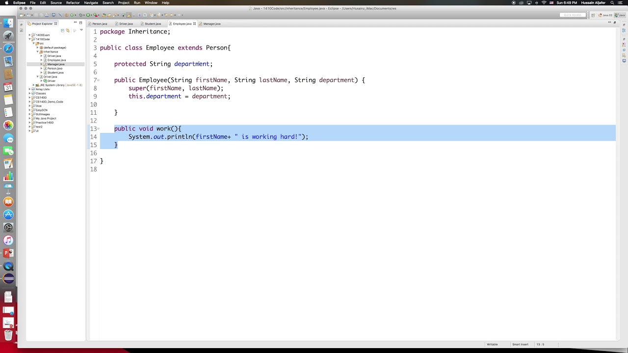 Java: Inheritance Example part 2