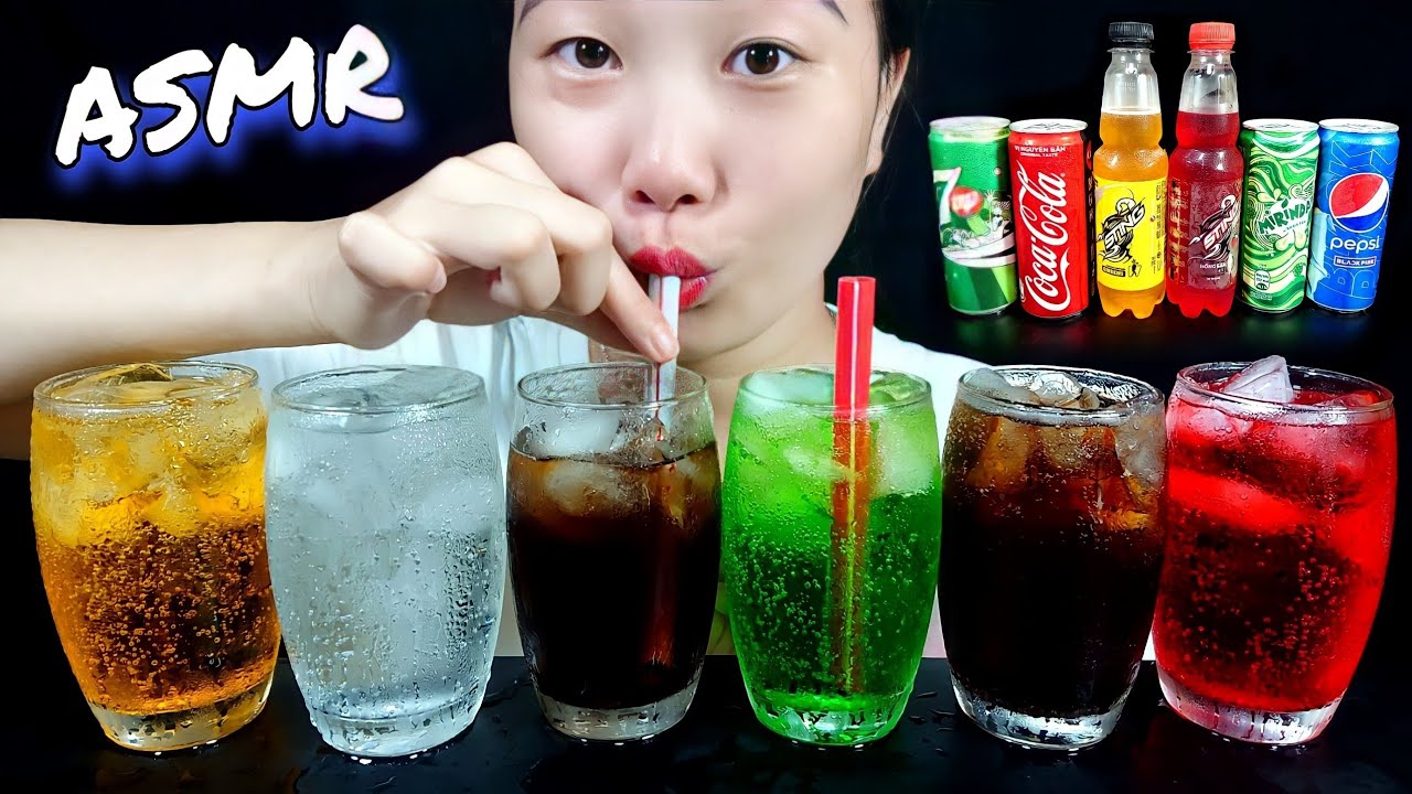 ASMR | TRY DRINKING DIFFERENT COLORED SOFT DRINKS - Cool down the summer