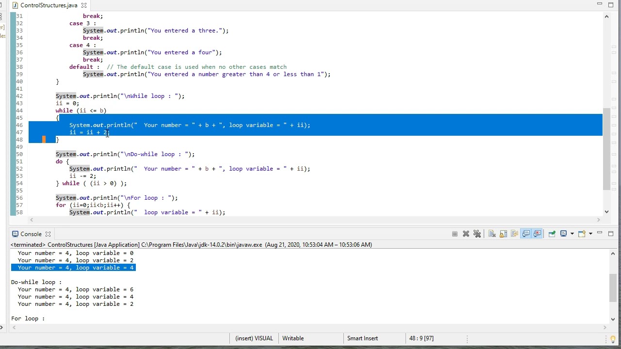 Control Structures in Java: Loops & Conditionals