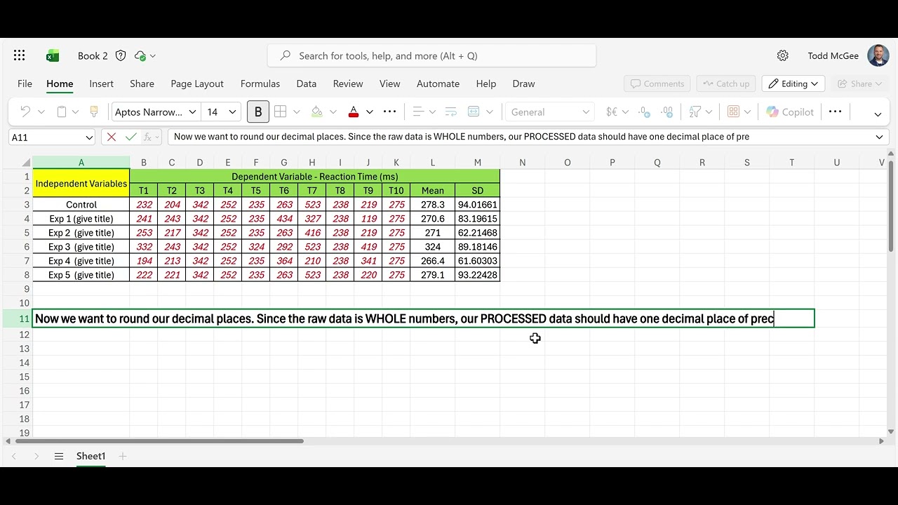 Reaction Time Lab Data Tutorial
