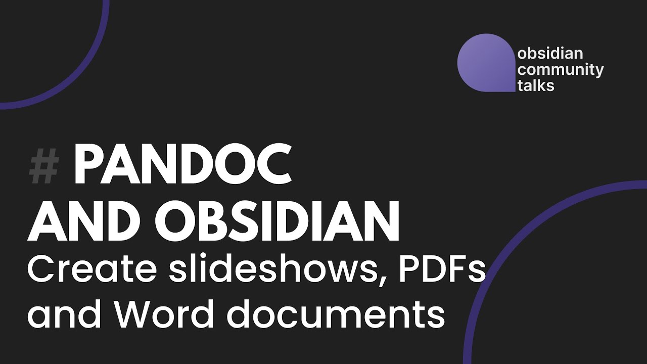 Using Pandoc to keep your workflow inside Obsidian - Community talk by @SkepticMystic - Share ...