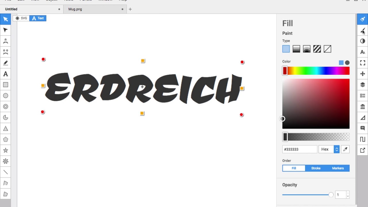 How to create and edit text in Boxy SVG