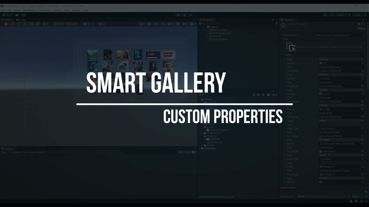 Smart Gallery - Custom Properties | Asset for Unity
