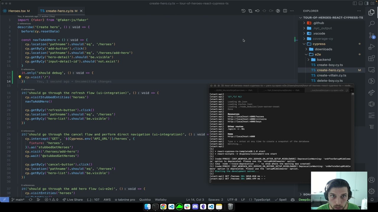 debug application source code during Cypress e2e or component tests