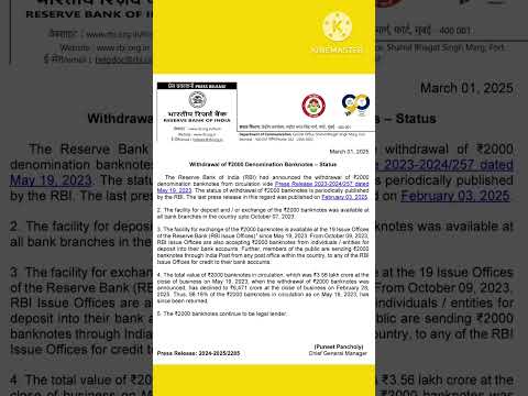 RBI Letter on Rs.2000 Notes Latest Status