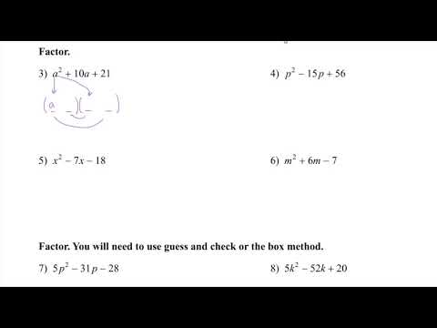 Algebra 1 - Factoring Review