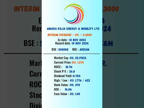Amara Raja Energy & Mobility Ltd share latest news | Ex-Date: 14 NOV 2024 | #shots