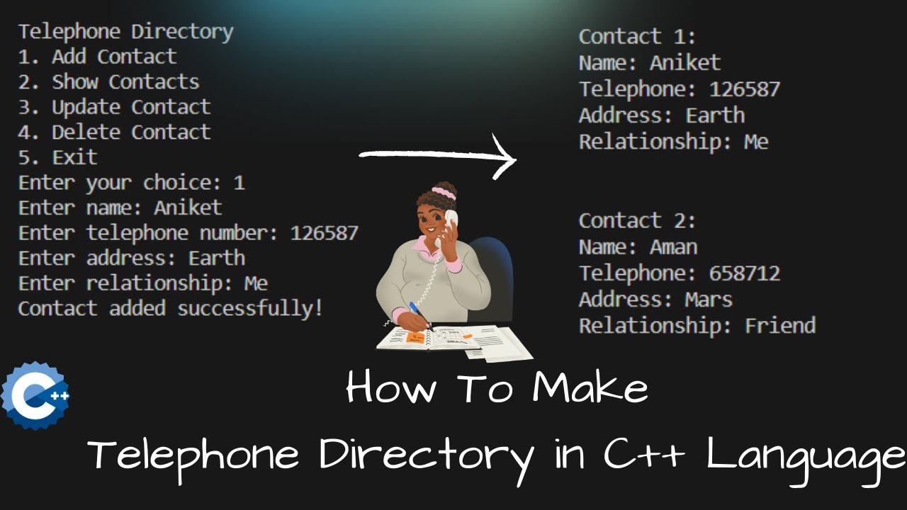 Telephone directory in cpp language || Cpp project