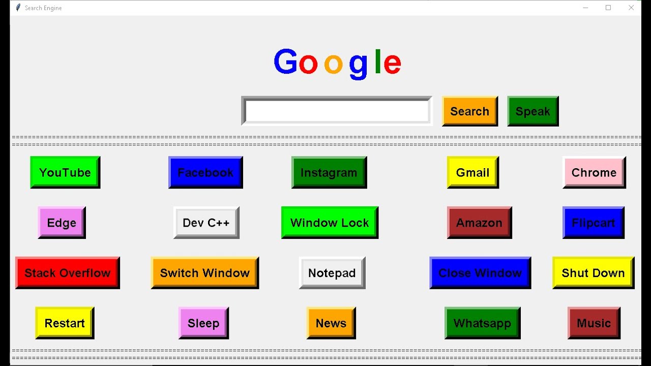 Search Engine || Python || Tkinter ||GUI Application
