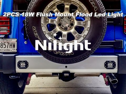 Jeep Wrangler Nilight 2PCS 18W Flush Mount Flood Led Light Installation Video
