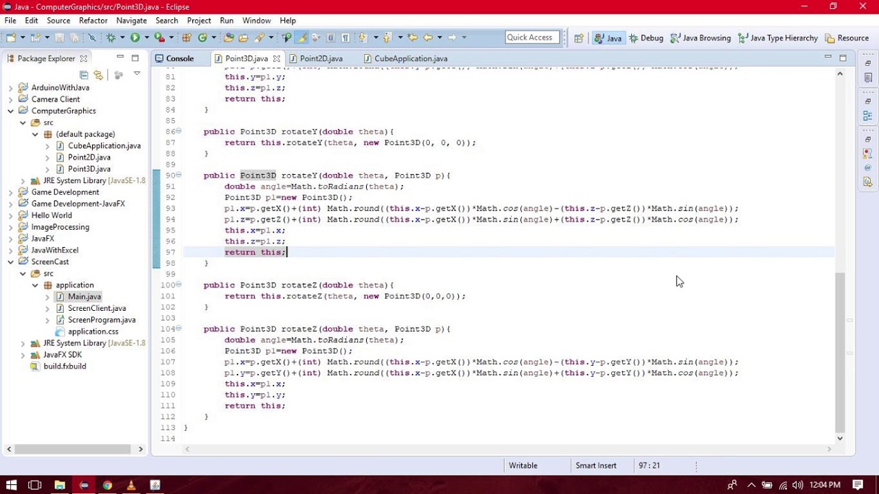 3D Cube Rotation using Java