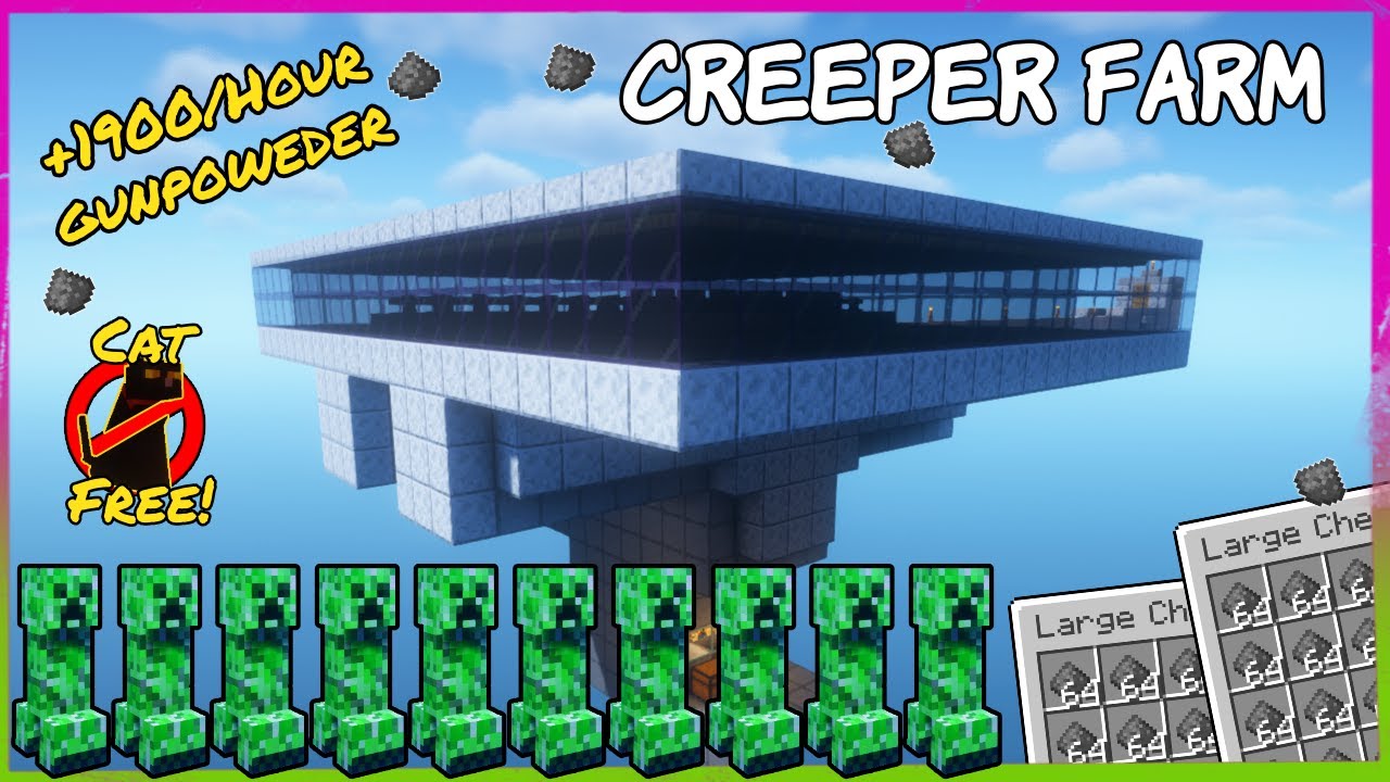 Easy Creeper / Gunpowder Farm - Minecraft Build Tutorial - Minecraft ...