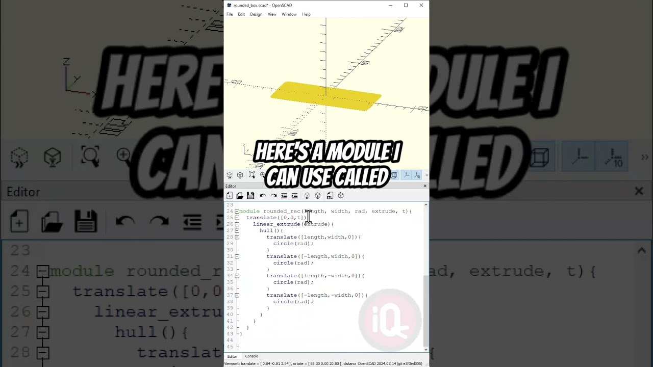 OpenScad: Make a Rounded Box #3dprinting #openscad #openscadtutorials