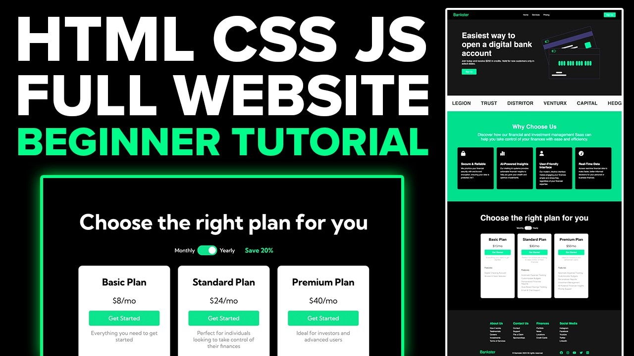 HTML CSS and Javascript Website Tutorial for Beginners Project - Finance Bank Saas Fully Responsive