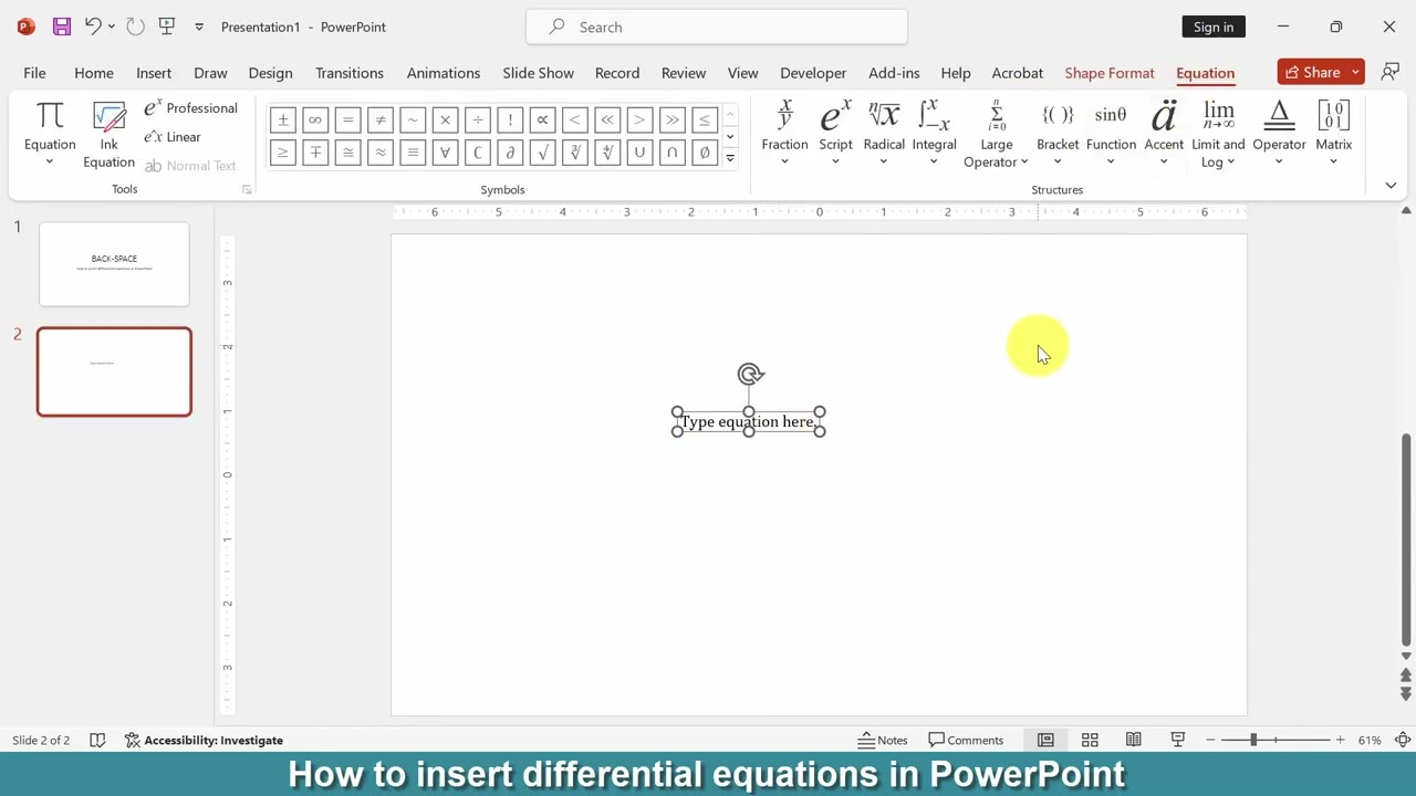 How to insert differential equations in PowerPoint
