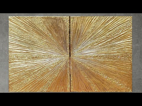 Textured Art with Gold Metallic and glitter paint.