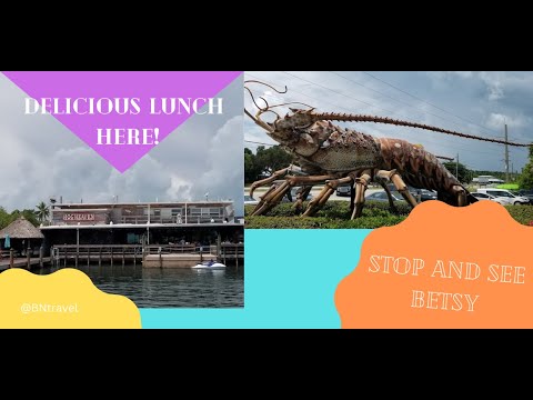 Part 2/5 - BEST BBQ Lunch in Islamorada FL - HOG HEAVEN. Visit to BETSY d'Lobster/RAIN BARREL Shops.