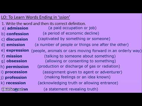 Spelling Words ending in 'ssion'