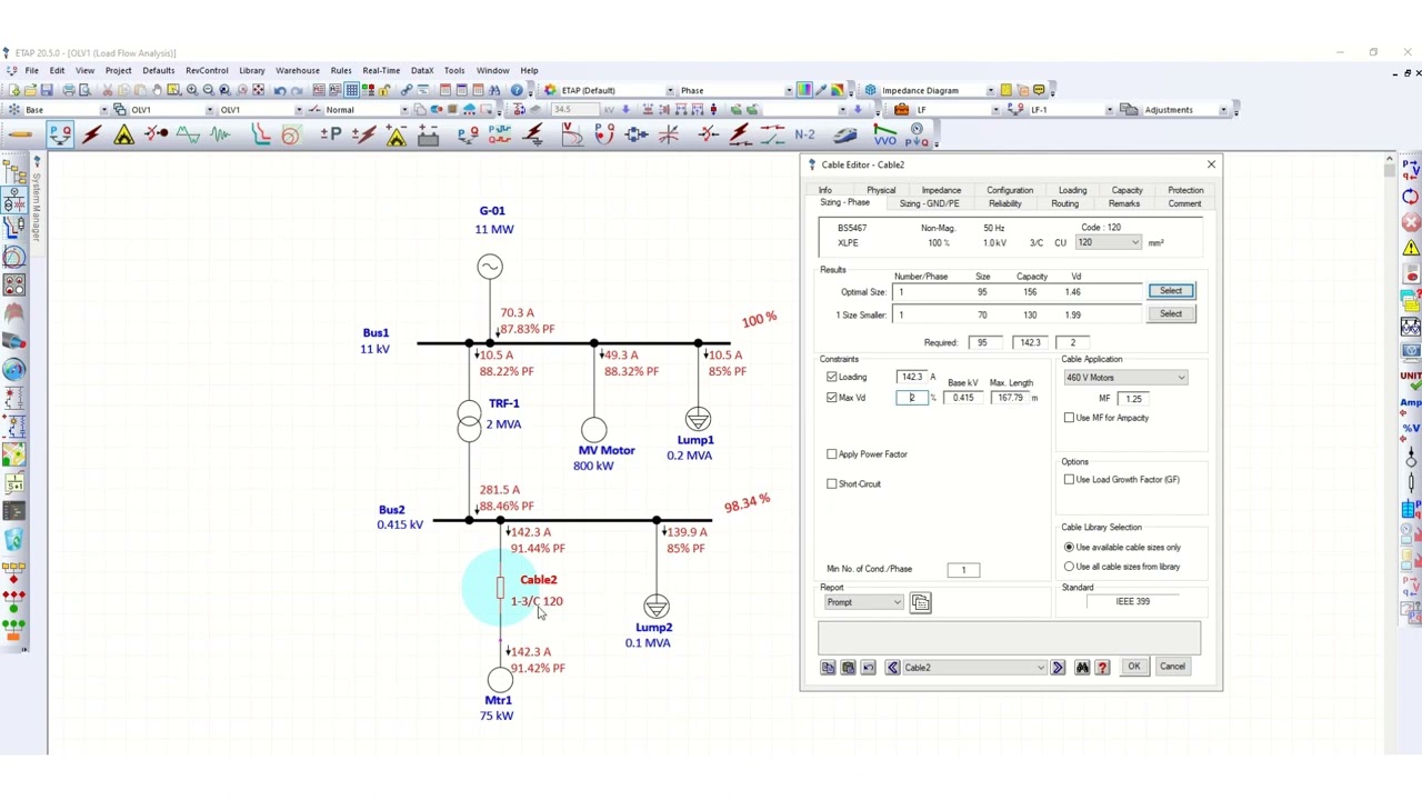 Cable Sizing Calculation in ETAP