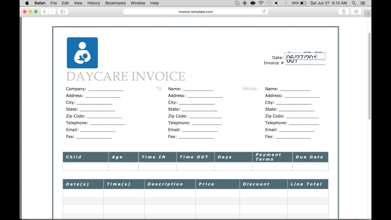 How to Make a DayCare Invoice | Excel | Word | PDF