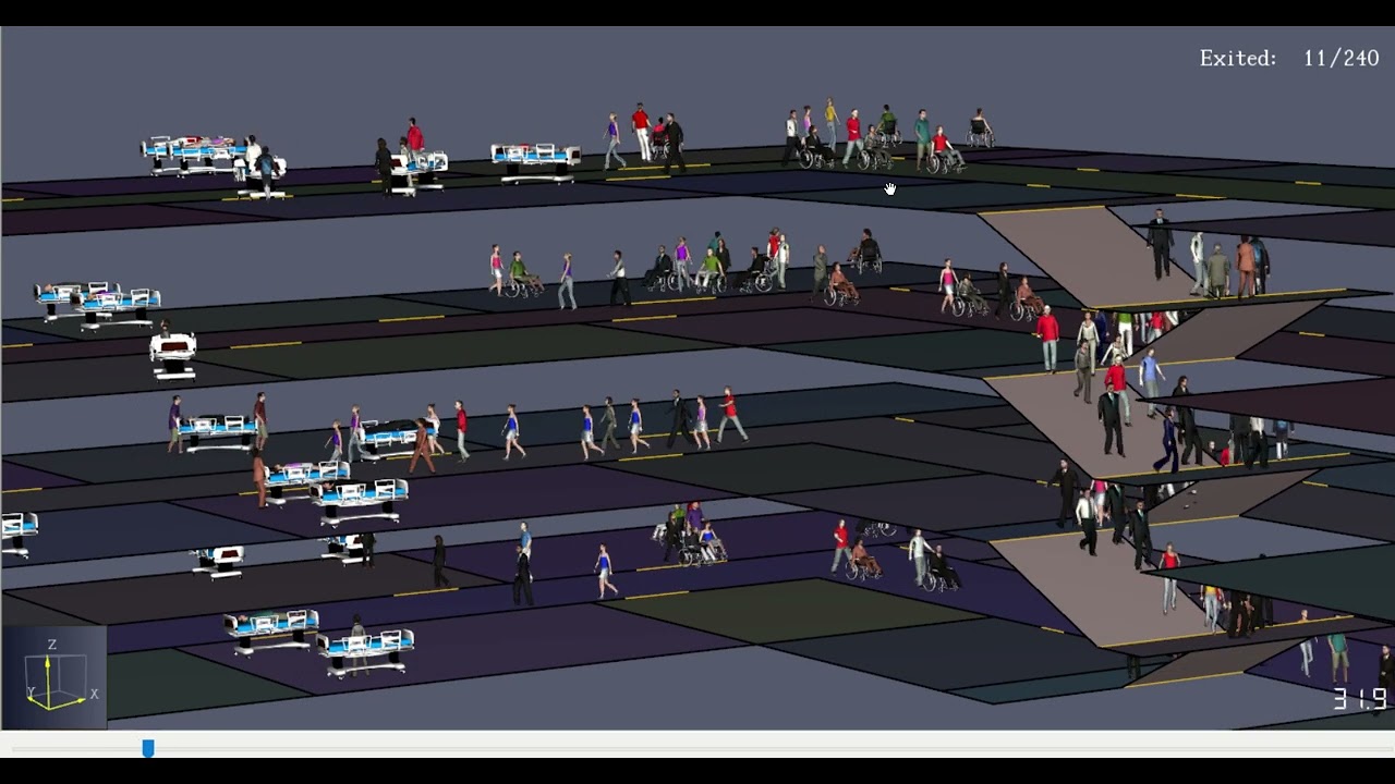 Hospital Evacuation Simulation Example using Pathfinder