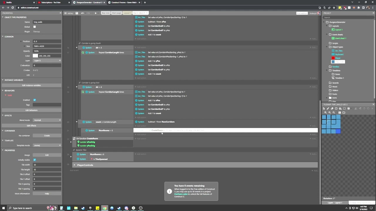 Construct 3 Procedural Dungeon Generation