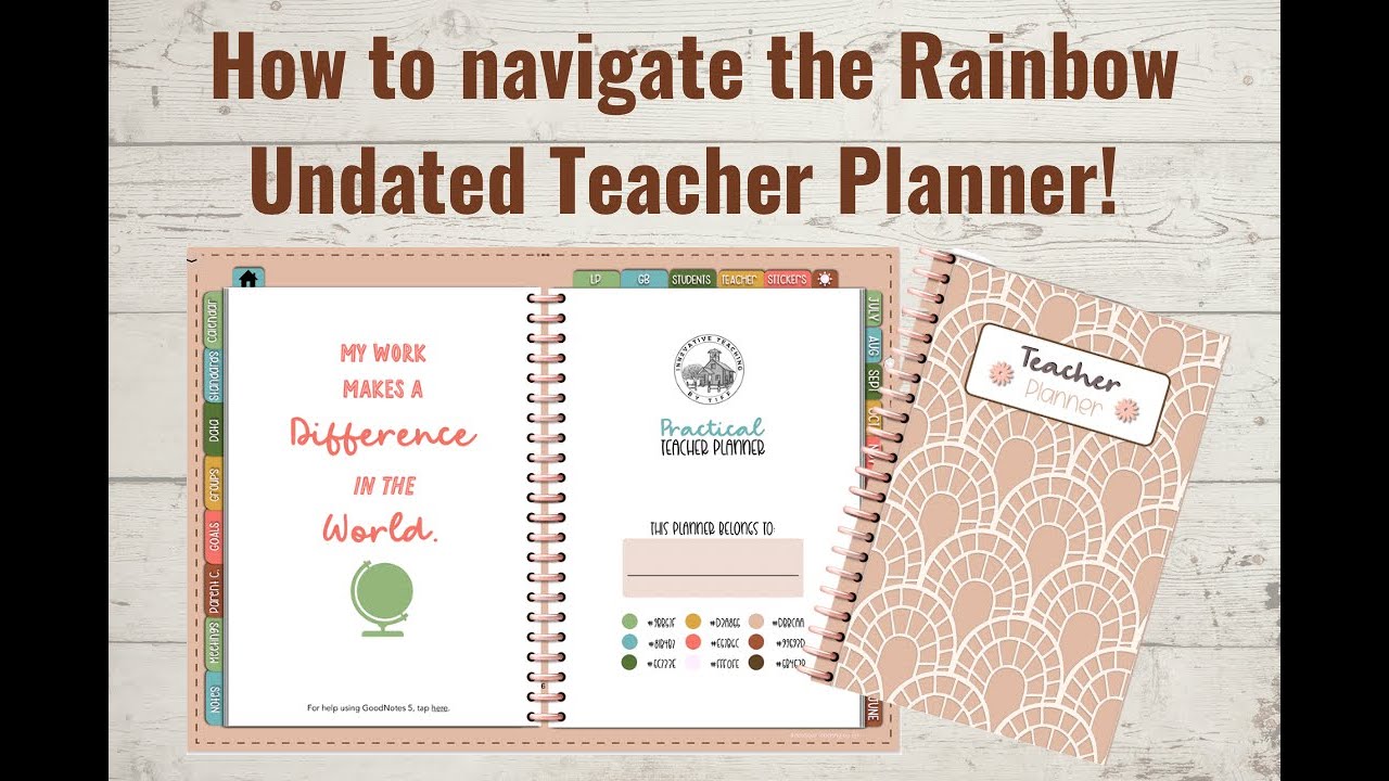Undated Digital Teacher Planner Rainbow Walk Through Video