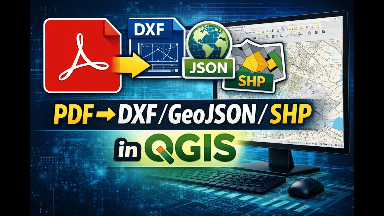 Convert PDF to DXF, GeoJSON & Shapefile in QGIS | PdfExtract Plugin without using AutoCAD