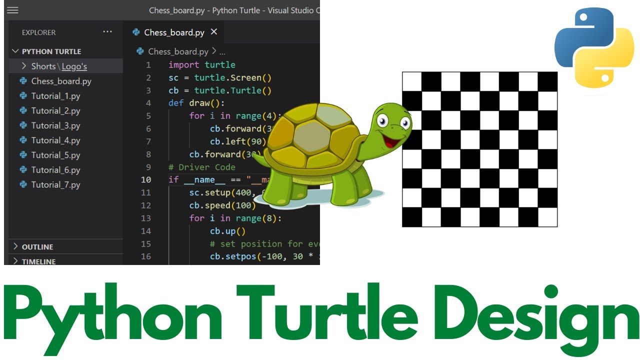 Chess Board Using Python GUI || Python Programing Tutorial || Python Turtle Programing