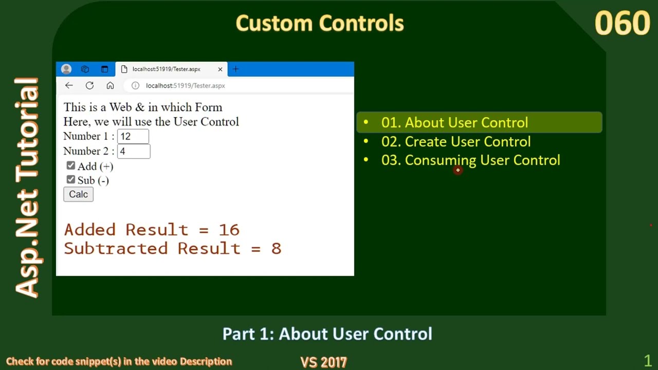 User Control - Part 1 - About User Control | Asp Net Tutorial #60