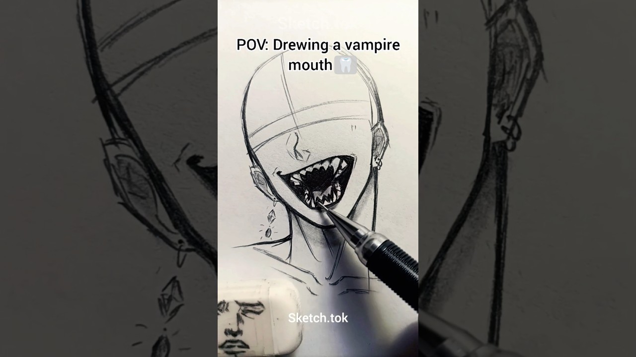 How to draw vampire mouth🦷🧛🏻‍♀️Pt.1#drawing#art#howtodraw#tutorial#vampire #shorts