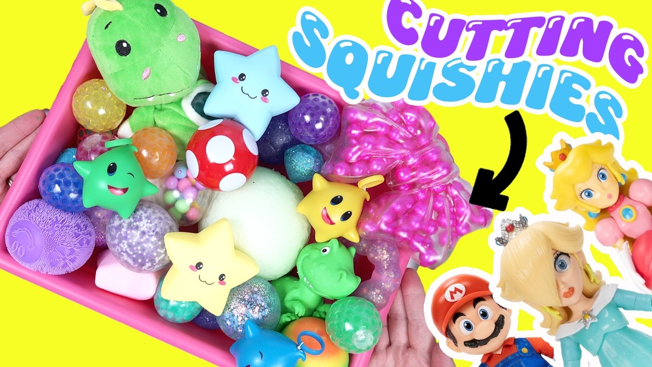 The Super Mario Galaxy Movie Yoshi, Rosalina, Peach, Luigi, Bowser Cutting Squishies into One Bowl!