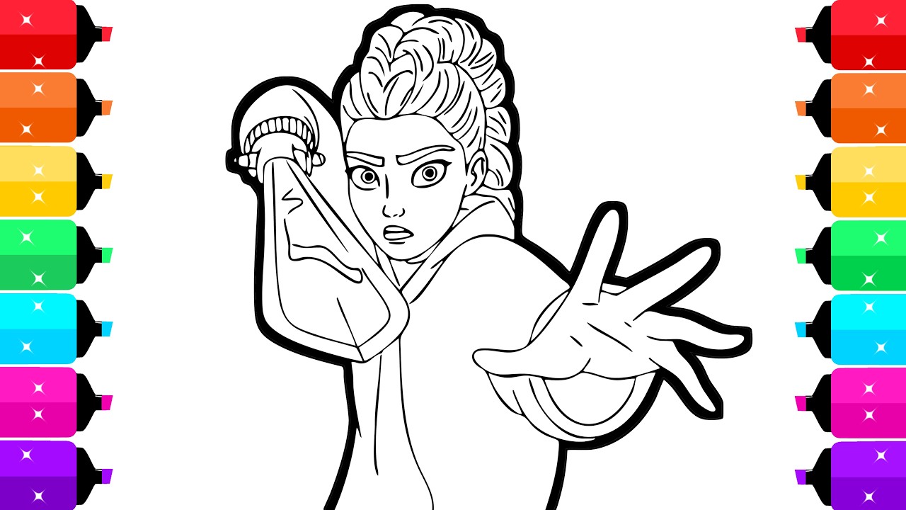 Coloring Rumi with Sword Coloring Page from KPop Demon Hunters