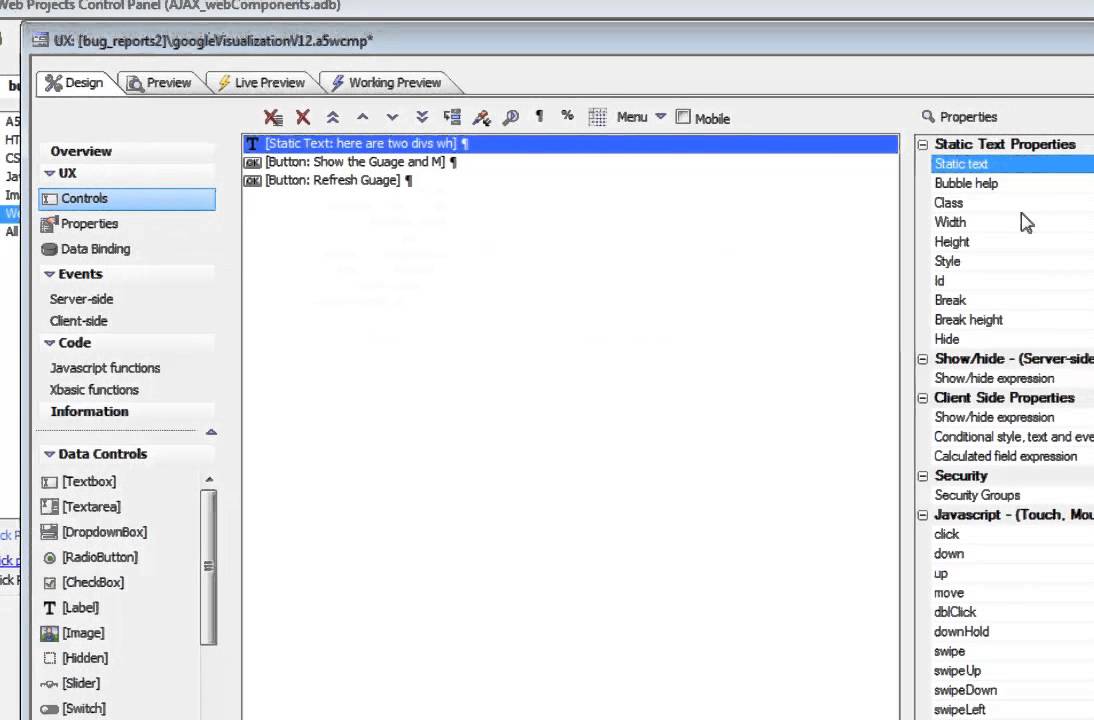 AA Google Visualization Controls