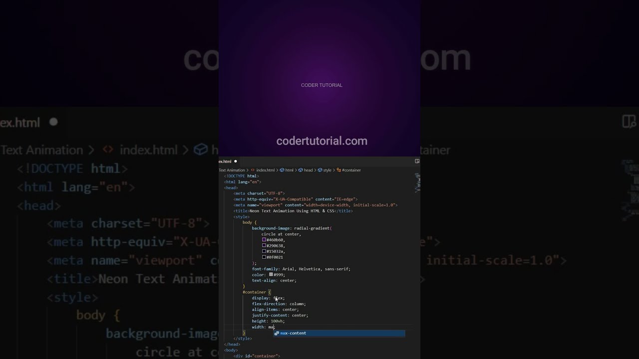 Neon Text Animation with Blink Effect using HTML and CSS #shorts #shortsvideo #webdesign #html #css