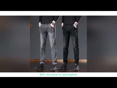 Latest Products You Must Know! Washed Elastic Slim-fit Trendy Men's Jeans Straight Youth Fashion