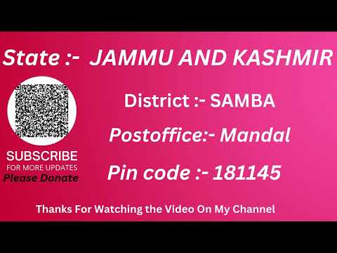 Jammu And Kashmir Samba Mandal Ka pin code 181145 / Samba Mandal ka post office