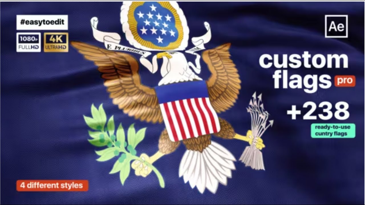 Custom Flags Pro - Flag Animator for After Effects Templates