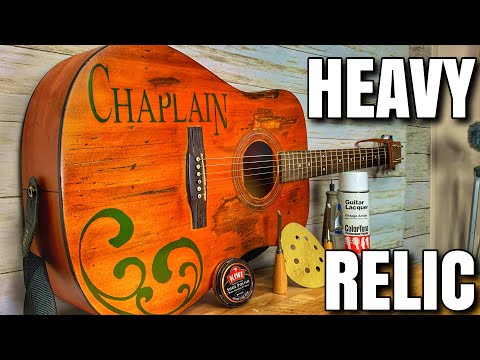 Heavy Relic Acoustic Guitar Distressed ROADWORN ColorTone Tinted Aerosol Lacquer, Vintage Amber