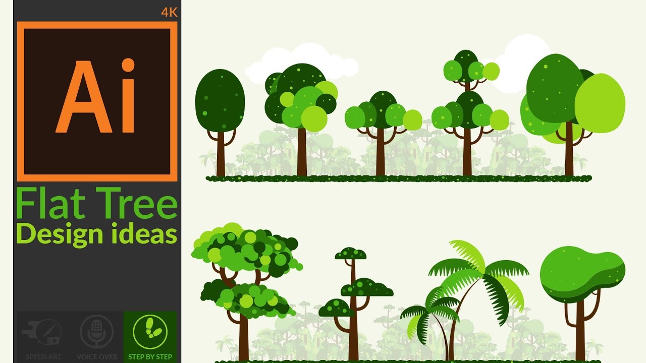 Flat Design Tree Ideas in Adobe illustrator