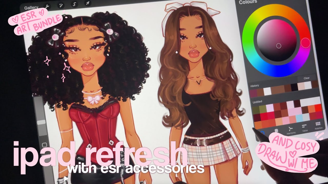 1hr of late night digital drawing + ipad refresh w/ esr 🤍 | cosy unboxing, ipad asmr & chill lofi ୨ৎ