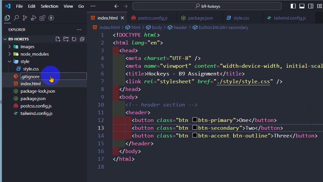 Tailwindcss code Github push
